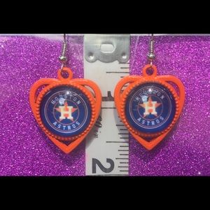 Cherance | Jewelry | Orange Heart Houston Astros Earrings | Poshmark